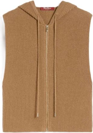 Max Mara Femme, Vestes, Brun, Taille: 40 FR Mescal Hooded Vest