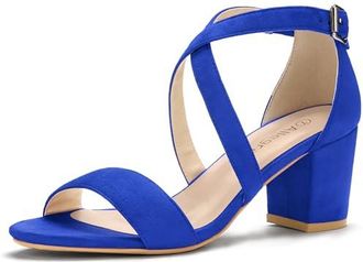 Allegra K Sandales &agrave; Talon carr&eacute; pour Femmes K&ouml;nigsblau 36