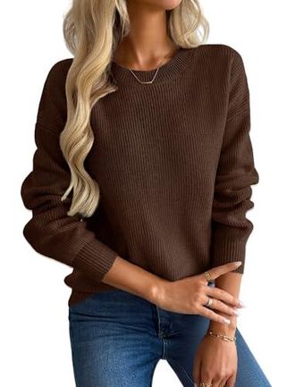 Zeagoo Pull chaud en tricot épais pour femme, café, M