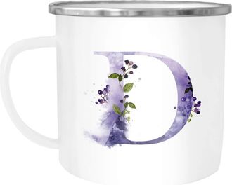 Autiga Emaille Tasse Becher Buchstaben-Tasse D Alphabet Monogram Zeichen Tasse mit Buchstabe wei&szlig;-metall unisize