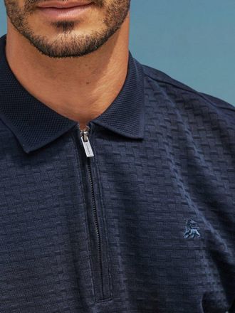 Lerros Poloshirt Poloshirt mit Rei&szlig;verschlusskragen in Strukturqualit&auml;t