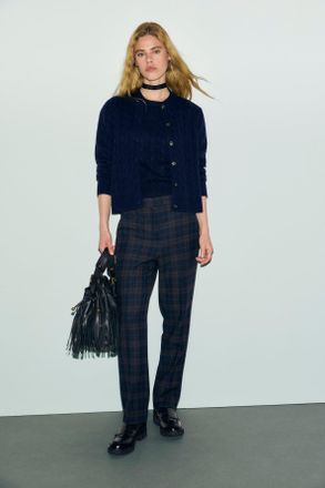 Gerard Darel Pantalon droit &eacute;lastiqu&eacute; &agrave; carreaux - MISA - Marine