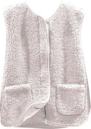 Generic Sure!Vestes pour femme 2026 &agrave; la mode en peau de mouton confortable surdimensionn&eacute;e sans manches pour une tenue d&eacute;contract&eacute;e, blanc, M