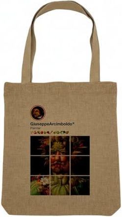 Fabulous Sac Shopping Tote Bag Aspect Lin - Arcimboldo R&eacute;seaux Sociaux Peintre Nature Morte - Sac de Courses Toile Epaisse 360g Beige Naturel Cabas Port&eacute; Epaul