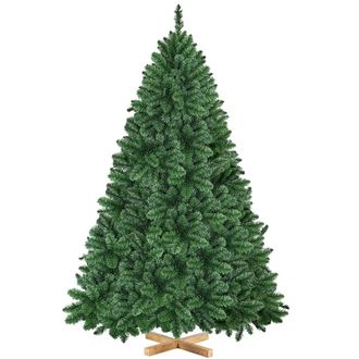 Yaheetech 183 cm Künstlicher Weihnachtsbaum mit 903 Spitzen, Schwer Entflammbar PVC Christbaum Kunstbaum inkl. Metallständer mit Holzmaserung Fichte, Grün