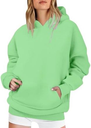 Generic Sweat &agrave; capuche surdimensionn&eacute; pour femme - Pull &agrave; capuche grande taille - Tuniques chaudes avec poche - &Eacute;paules tombantes - Fermeture &agrave; cordon de ser