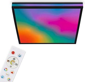 Telefunken LED Deckenleuchte RGBIC Magic, LED Deckenlampe CCT, inkl. Randlicht, Dimmbar, Farbwechsel, Fernbedienung, Nachtlicht, 450x450x75 mm (LxBxH), Schwarz, 