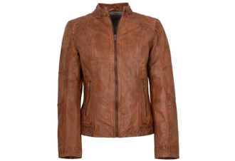 Maddox Lederjacke Jecki MADDOX - Damen Lederjacke Lammnappa cognac