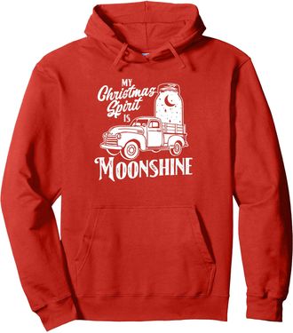 Giant Step Design Co. My Christmas Spirit is Moonshine Vintage Truck & Lik&ouml;rglas Pullover Hoodie