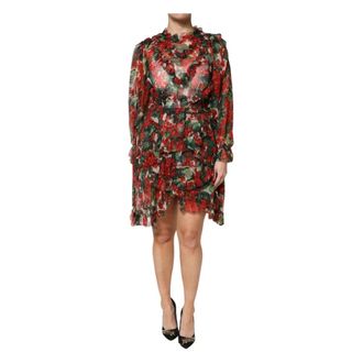 Dolce & Gabbana Blumen Volant Mini Kleid Multicolor Seide - - Dresses - Damen - Mehrfarbig - S