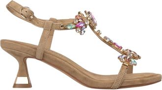 Alma En Pena Sandale Mit Mittlerem Riemen Und Strasssteinen - - Shoes - Damen - Beige - 37 EU