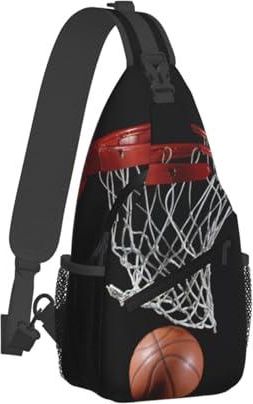 Generic Sacoche Homme Bandouliere Basket-ball Polyester Sling Bag Antivol Sac DEpaule pour Cyclisme Camping Voyage