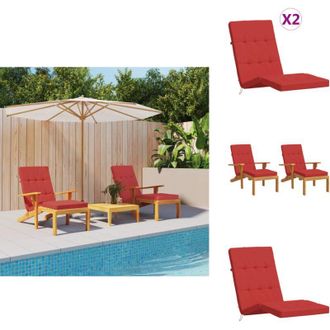 vidaXL Coussins de chaise longue lot de 2 rouge tissu oxford - Coussin De Chaise Longue - Coussin Exterieur - Coussin Jardin - Coussin Terrace - D&eacute;coration