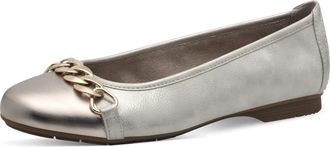 Jana Damen Ballerinas mit Zehenkappe Vegan, Mehrfarbig (Beige/Gold), 38 EU