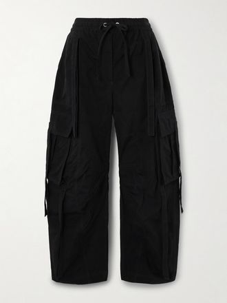 Dolce & Gabbana Cargohose Aus Gewachster Faille Mit B&auml;ndern - Schwarz