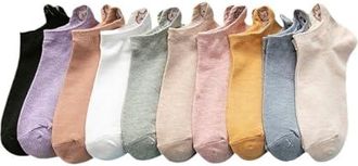 Generico Chaussettes de cheville avec broderie chat de dessin anim&eacute;, chaussettes d&eacute;collet&eacute;es pour femme, 10 paires de m&eacute;langes, Taille Unique