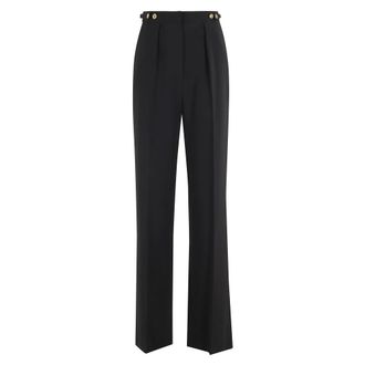 Elisabetta Franchi Femme, Pantalons, Noir, Taille: 42 FR Pantalon en cr&ecirc;pe avec accessoire bijou