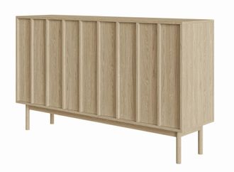 Selsey Kommode Aufbewahrungsschrank 3 T&uuml;ren 150 cm Schrank Schubladenschrank Push to Open Holzbeine Eiche Ge&ouml;lt Neksto