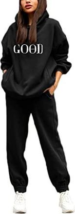 TOMWELL Femmes Survêtement Casual Ensemble 2Pcs Suit Mode Ample Manches Longues Sweatshirt Hiver Chaude Sweats à Capuche + Jogging Pantalons Sportswear Femme 