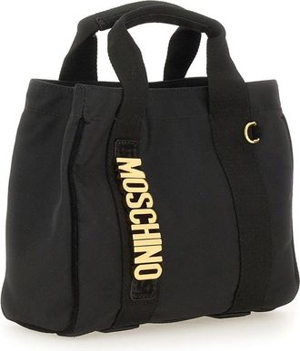 Moschino Womens Logo Tote Bag Black Polyester Handbags Hand