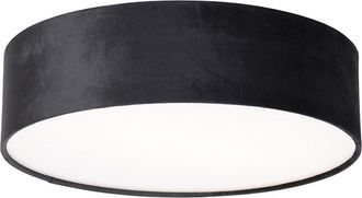 QAZQA Modern Deckenleuchte I Deckenlampe I Lampe I Leuchte schwarz 40 cm mit Gold I Messingener Innenseite - Drum mit SchirmI 2-flammig I Wohnzimmer I Schla