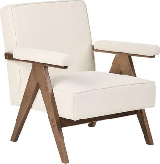 Beliani Beliani - Fauteuil R&eacute;tro en Tissu Rembourr&eacute; Structure en Bois Salon Beige Evje