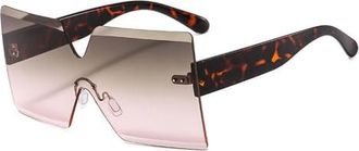 Generic Lunettes de soleil une pièce sans monture 2026 pour femme - Lunettes de soleil surdimensionnées UV400 - Nuances UV400 - Léopard, marron et rose