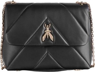 Patrizia Pepe Femme, Sacs, Noir, Taille: ONE Size Sac à bandoulière en cuir noir avec fermeture éclair
