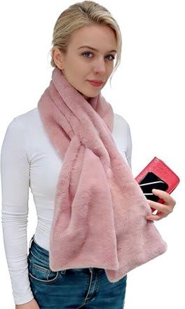 Lina & Lily &Eacute;charpe &agrave; Poche Zipp&eacute;e Cach&eacute;e en Fausse Fourrure pour Femme Hiver (Rose Clair)