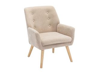 Vente-Unique Fauteuil en Tissu Beige SERINO - Scandinave