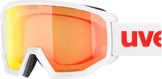 Uvex athletic CV - kontrastverst&auml;rkende Skibrille mit Anti-Fog-Beschichtung im kantigen Retro-Design f&uuml;r Damen und Herren - white matt/orange-green - one s