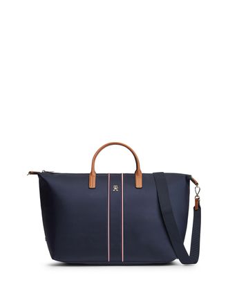 Tommy Hilfiger Weekender TOMMY HILFIGER POPETTE WEEKENDER CORP, Gr. B/H/T: 62cm x 34cm x 23cm, blau (dunkelblau), Leder, Nylon, Taschen Weekender, Unisex Reisetasche