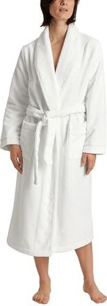 CALIDA Cosy Shower Peignoir en éponge avec col châle, 120cm dames, très absorbant à lintérieur, doux et moelleux à lextérieur, avec passants pour ceinture et