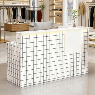 Generic Empfangstheke mit LED-Beleuchtung Empfangstheke mit abschlie&szlig;baren Schubladen Stauraum und Tastaturablage Ideale Kassentheke f&uuml;r B&uuml;ro Zuhause oder Kli