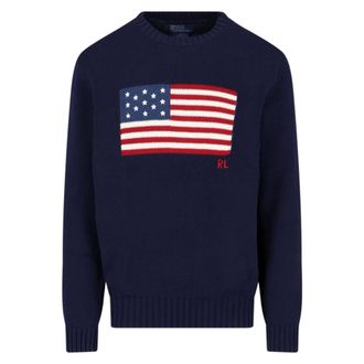 Polo Ralph Lauren Homme, Pulls, Bleu, Taille: M LS Flag Long Sleeve Pullover