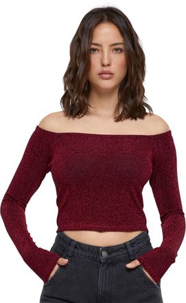 Urban Classics Ladies Off Shoulder Glitter Longsleeve Frauen Langarmshirt Burgund XL