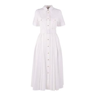 Fay Femme, Robes, Blanc, Taille: 40 FR Robe Chemise en Popeline de Coton Stretch