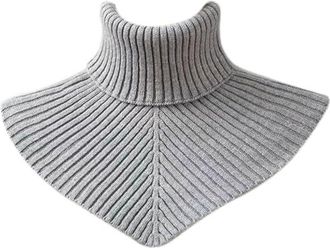 Generic &Eacute;charpe tricot&eacute;e &agrave; col roul&eacute; pour femme - &Eacute;charpe solide pour lhiver, gris, taille unique