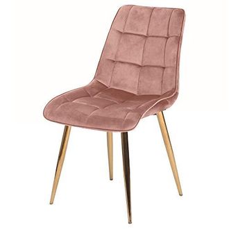 Selsey Briare - Polsterstuhl mit Veloursbezug, Karosteppung und Metallbeinen, Sitzfl&auml;che 50 x 42 cm (Pink, Metallbeine in Gold)