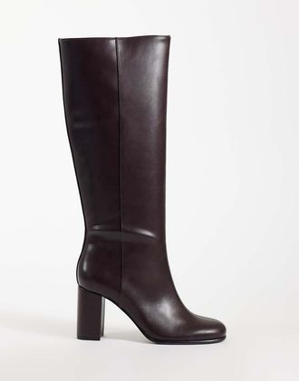 Mango bottes montantes &agrave; talons bordeaux-Rouge