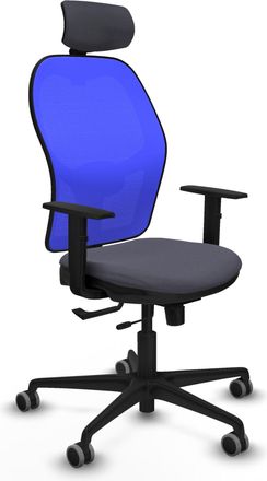 Piqueras y Crespo Super ergonomischer Stuhl mit 1D-Armlehnen, h&ouml;henverstellbarer Lendenwirbelst&uuml;tze und h&ouml;henverstellbarem Kopfteil und Neigungsverstellung, ausgestatte