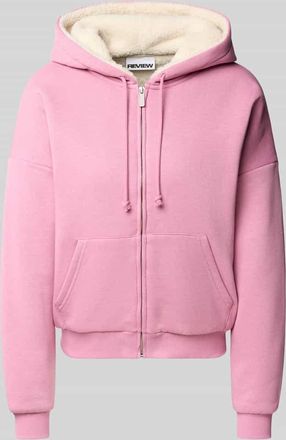 Review Relaxed Fit Sweatjacke aus Baumwoll-Mix mit Teddyfutter