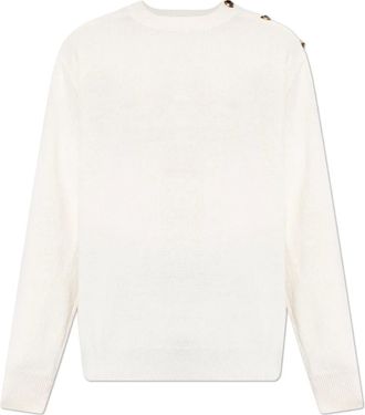 Balmain Homme, Pulls, Beige, Taille: XL Pull &agrave; col roul&eacute; avec fermeture &agrave; boutons-pression &agrave; l&eacute;paule