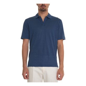 Gran Sasso Leichtes Leinen Polo Shirt mit Bel&uuml;ftung - - Tops - Herren - Blau - M