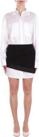 Dondup Femme, Robes, Blanc, Taille: 38 FR Robe Courte Gabardine Teinte en Fil