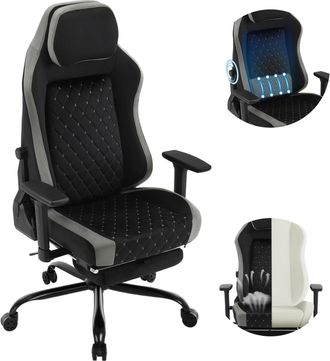 Woltu Gaming Stuhl, Bürostuhl ergonomisch, mit Langlebiger integrierter Schwamm, adaptiver Lendenwirbelstütze, Fußstütze Armlehnen, Samtbezug Metallrahmen, 