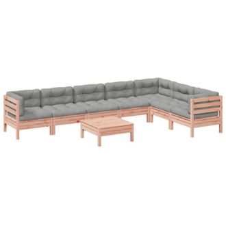 vidaXL Salon de jardin 8 pcs avec coussins sapin douglas solide vidaXL