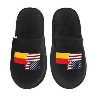 Generic L&eacute;g&egrave;re Pantoufles Hommes Drapeaux am&eacute;ricains et allemands style d&eacute;chir&eacute; Pantoufles Maison Chaud Chaussons Femme pour Maison Int&eacute;rieur Homme M