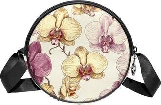 Generic Phalaenopsis Petit sac &agrave; bandouli&egrave;re circulaire pour femme, sac &agrave; bandouli&egrave;re avec fermeture &eacute;clair, bretelles r&eacute;glables, sac &agrave; main rond d&eacute;contract&eacute; 