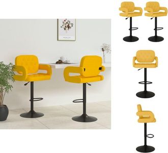 vidaXL Barhocker 2 Stk. Senfgelb Stoff - Barhocker - Esszimmerstühle - Küchenstühle - Hochstühle - Drehbare Barhocker